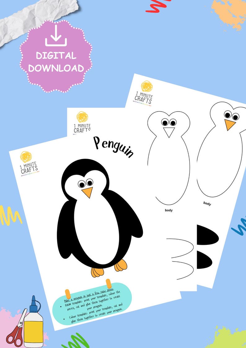 Penguin Craft Template: Cut and Paste Activity (digital Download) - Etsy