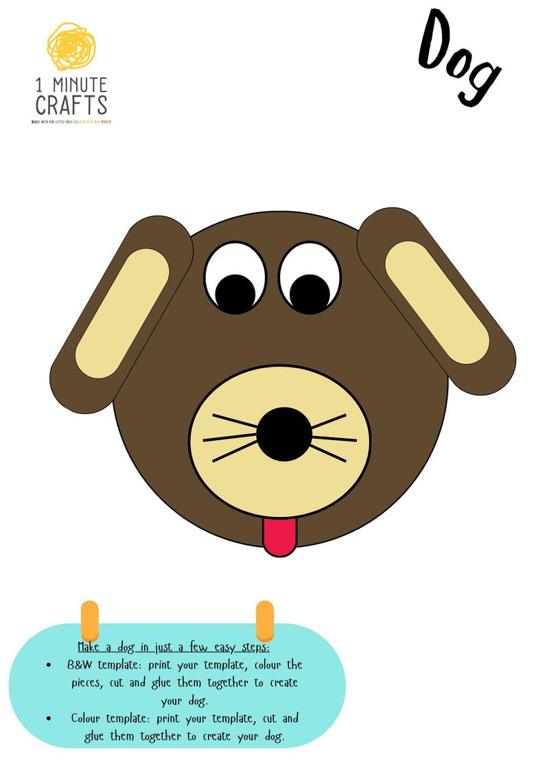 Dog Craft Template: Cut and Paste Activity (digital Download) - Etsy