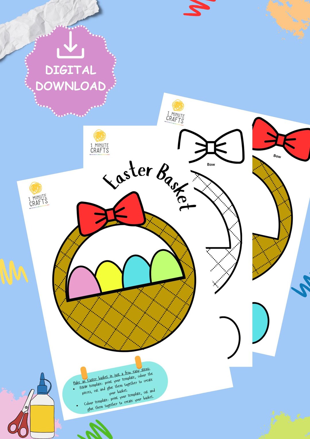 Easter Basket Printable Craft Template | Make an Easter Basket Cut and ...