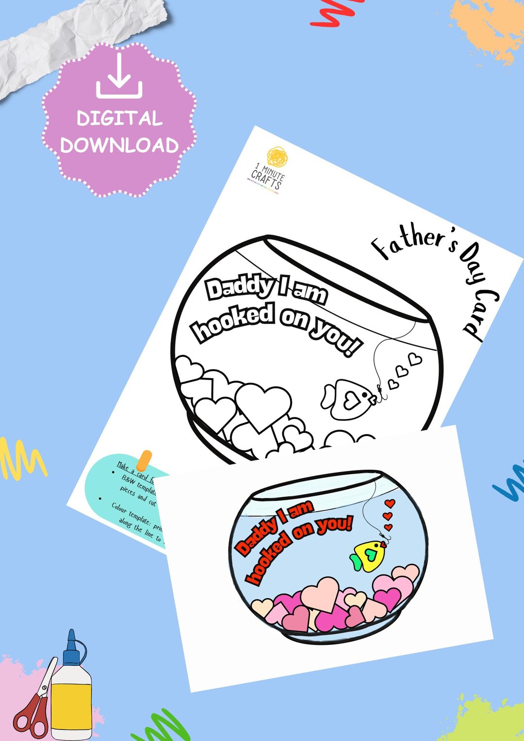 Father's Day Card Coloring Craft Template (digital Download) - Etsy