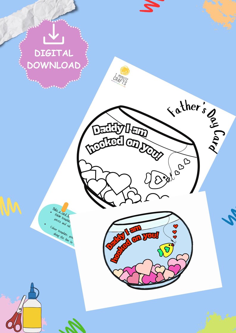 Father's Day Card Coloring Craft Template (digital Download) - Etsy
