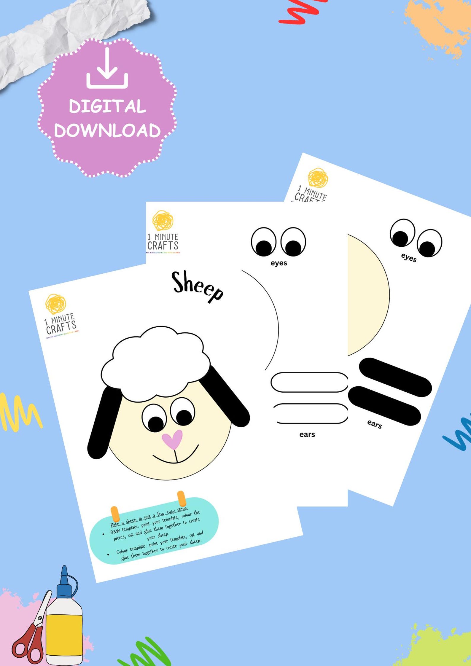 Sheep Craft Template: Cut and Paste Activity (digital Download) - Etsy