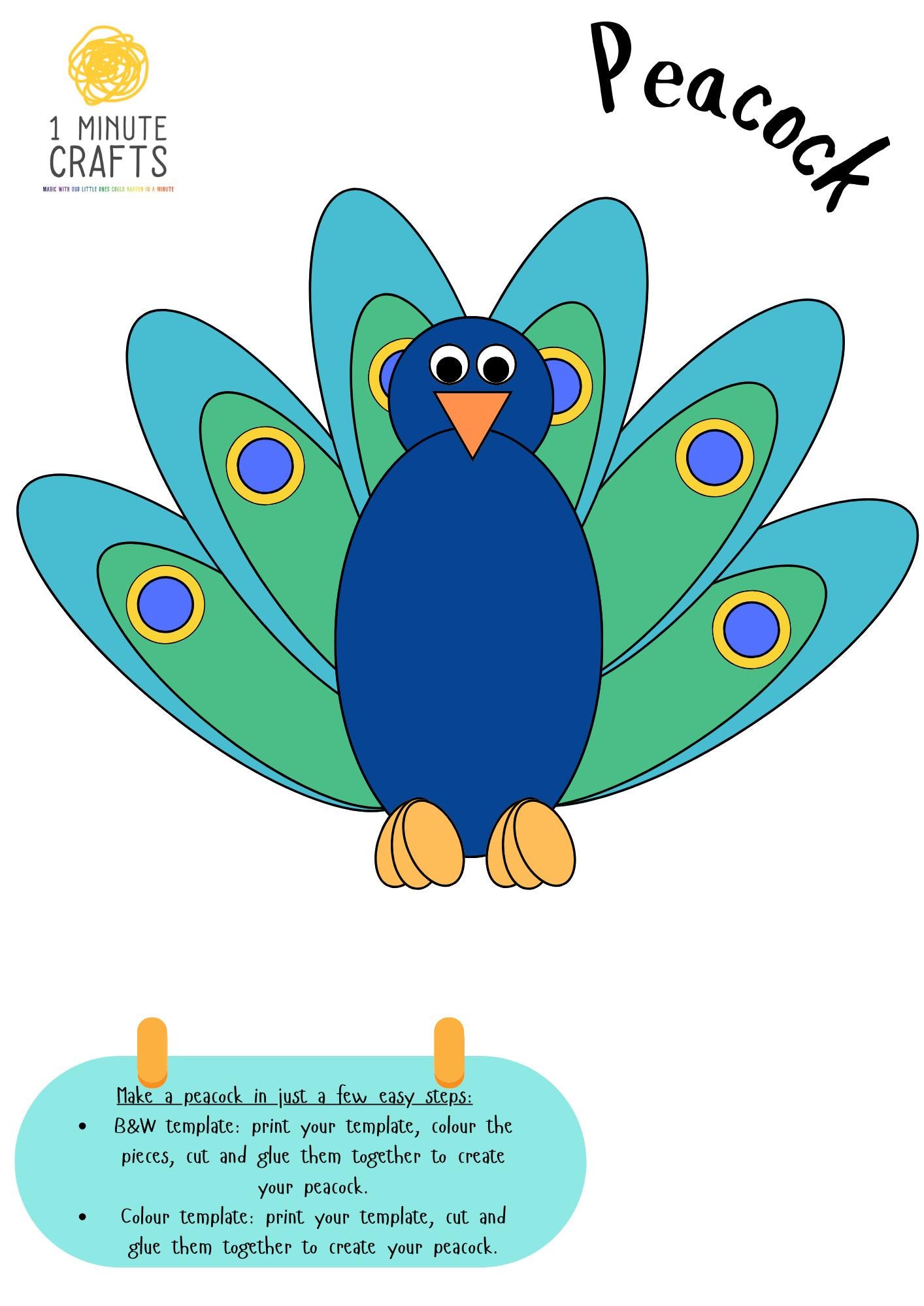 Peacock Printable Craft Template | Make a Peacock Cut and Paste ...