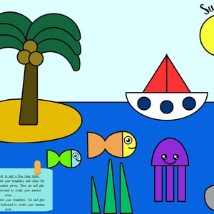Summer Scene Craft Template: Printable Landscape Art Activity (digital ...