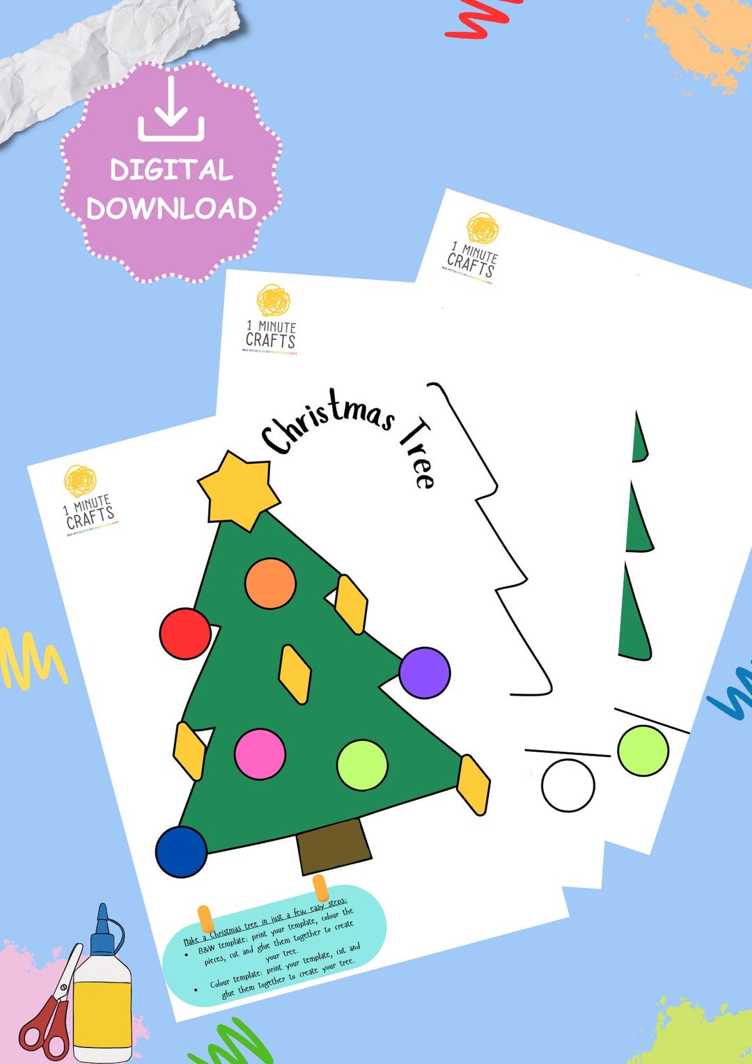 Christmas Tree Printable Craft Template | Make a Christmas Tree Cut and ...