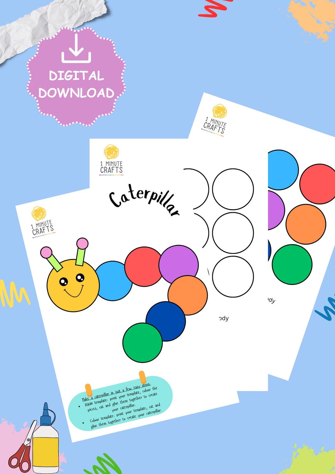 Caterpillar Printable Craft Template | Make a Caterpillar Cut and Paste ...