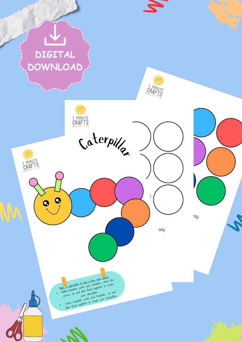 Caterpillar Printable Craft Template | Make a Caterpillar Cut and Paste ...