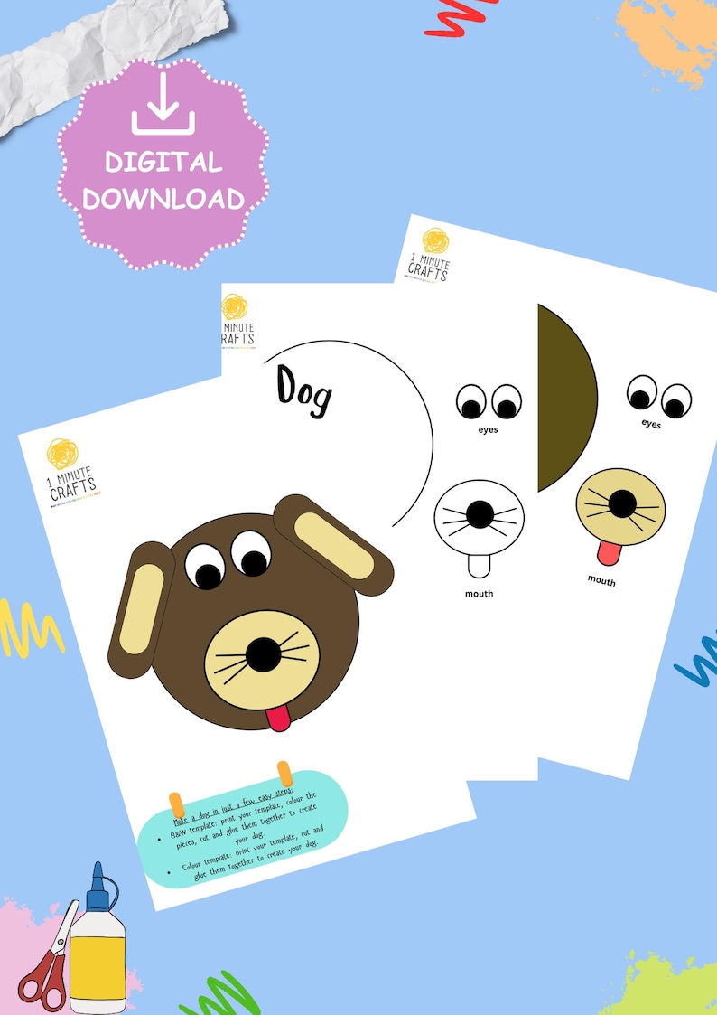 Dog Craft Template: Cut and Paste Activity (digital Download) - Etsy ...