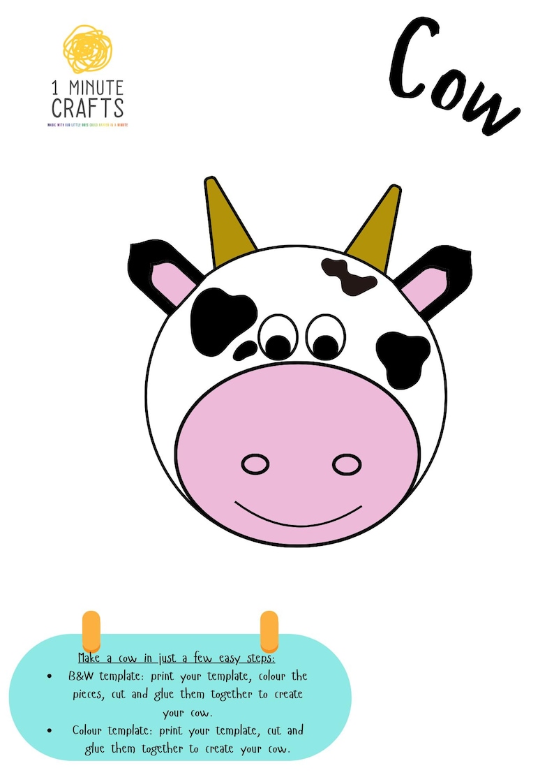 Cow Printable Craft Template | Make a Cow Cut and Paste Activity | Cow ...