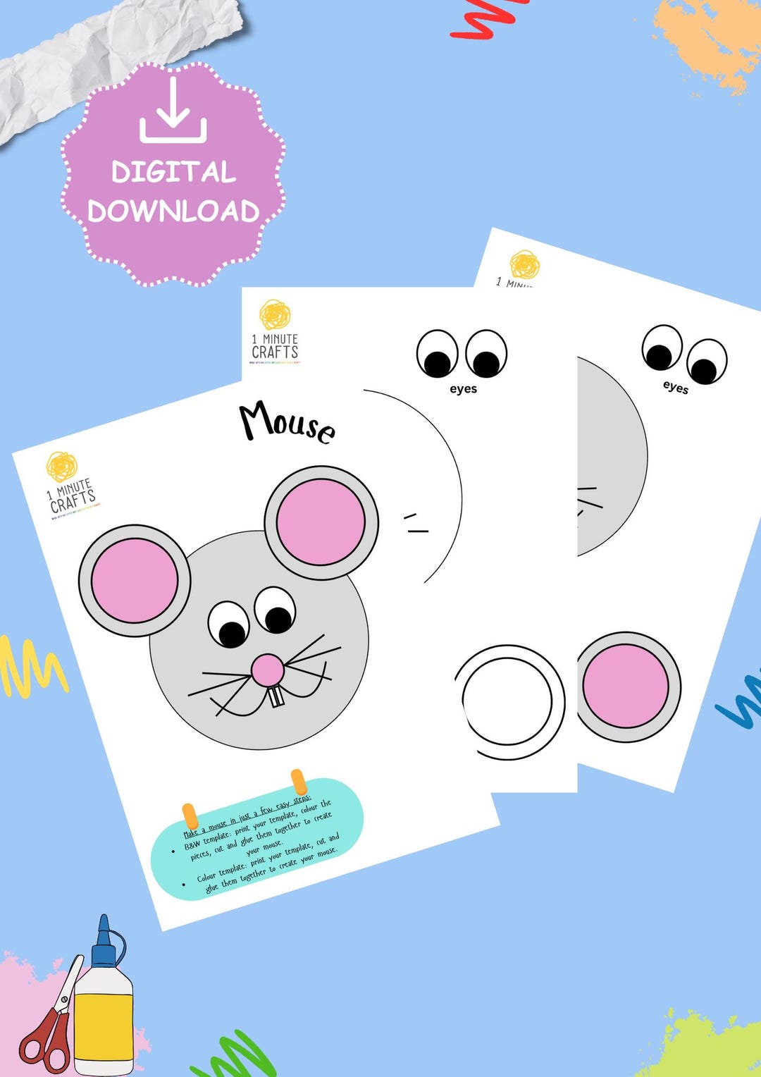 Mouse Printable Craft Template | Make a Mouse Cut and Paste Activity ...