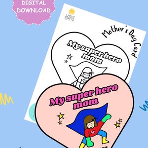 Mother's Day Card Coloring Craft: Super Hero Mom (digital Download) - Etsy