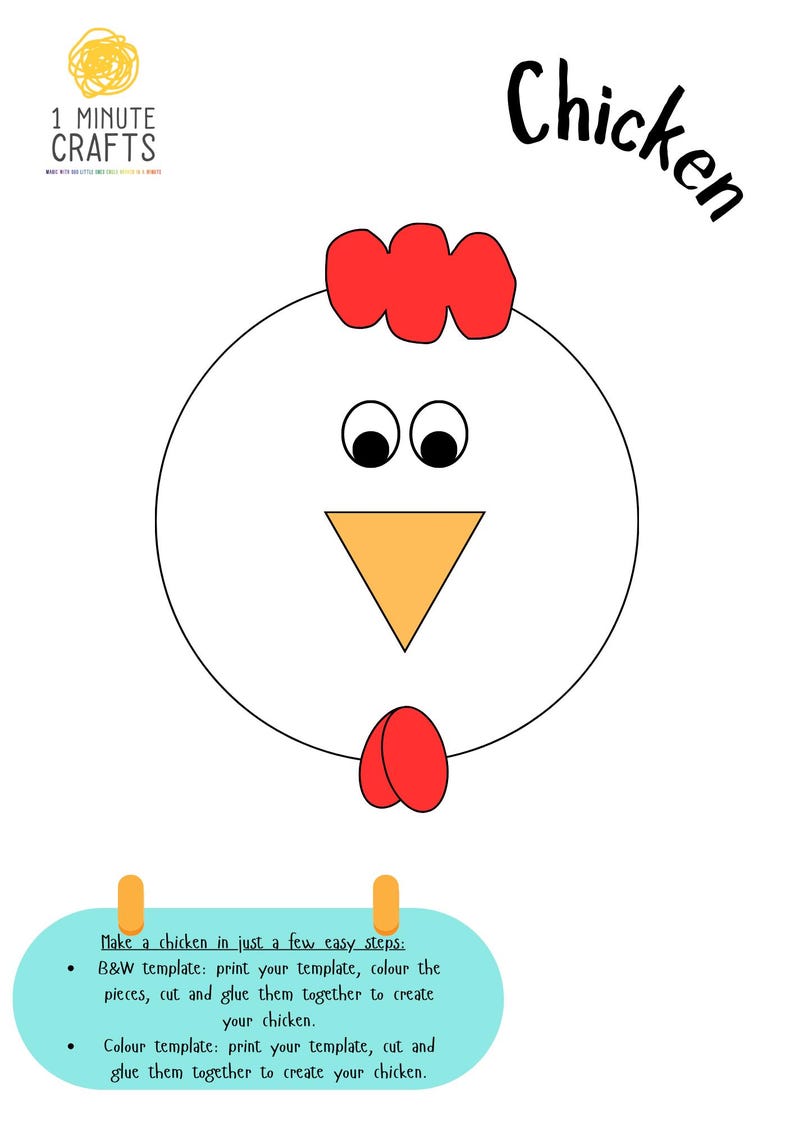 Chicken Craft Template: Cut and Paste Activity (digital Download) - Etsy