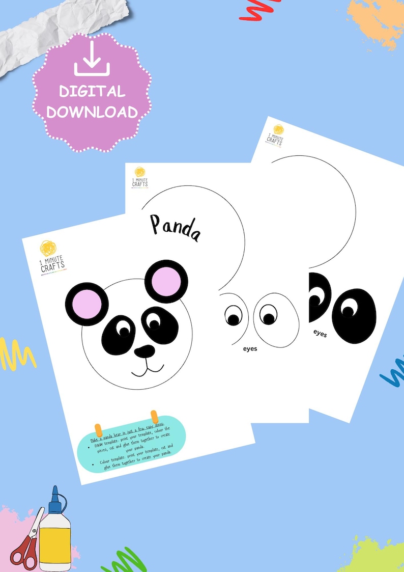 Panda Craft Template: Cut and Paste Activity (digital Download) - Etsy