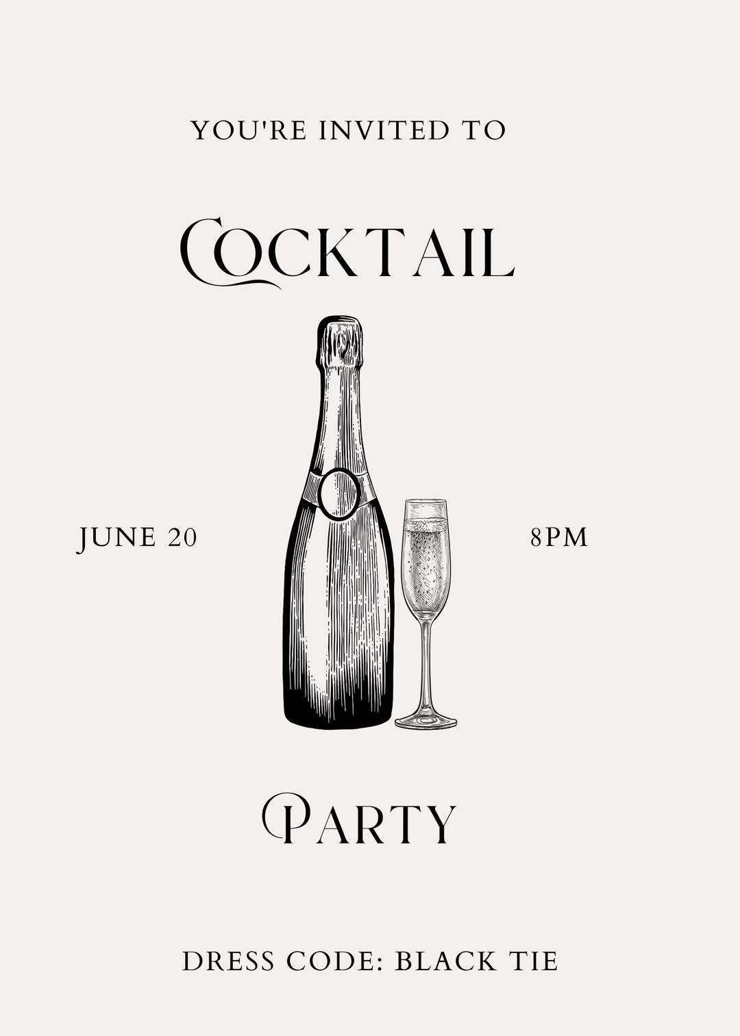 Cocktail Party Invitation, Custom Digital Invite, Printable Invitation ...