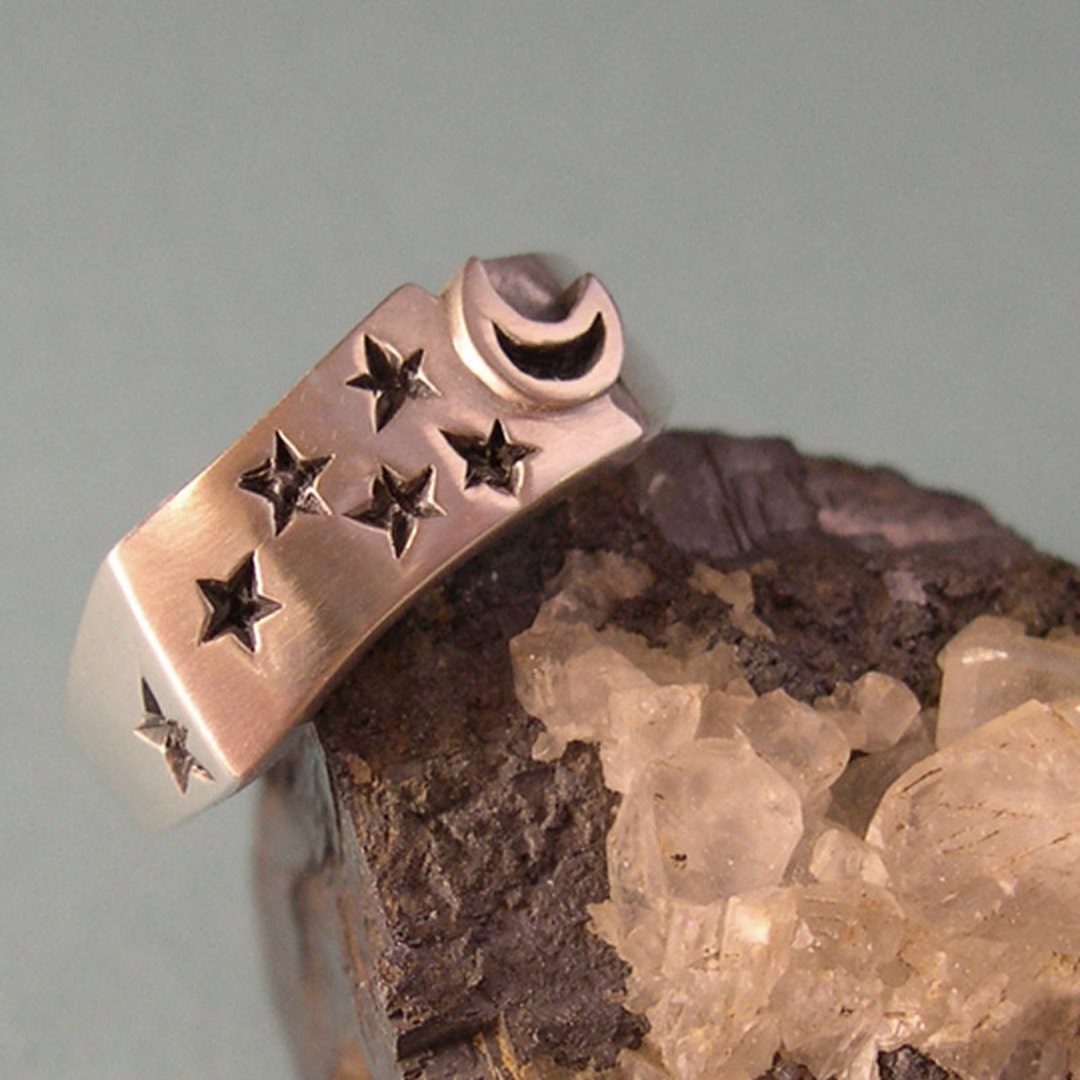 Celestial Ring, Stars and Moon Ring, Sterling Silver - Etsy