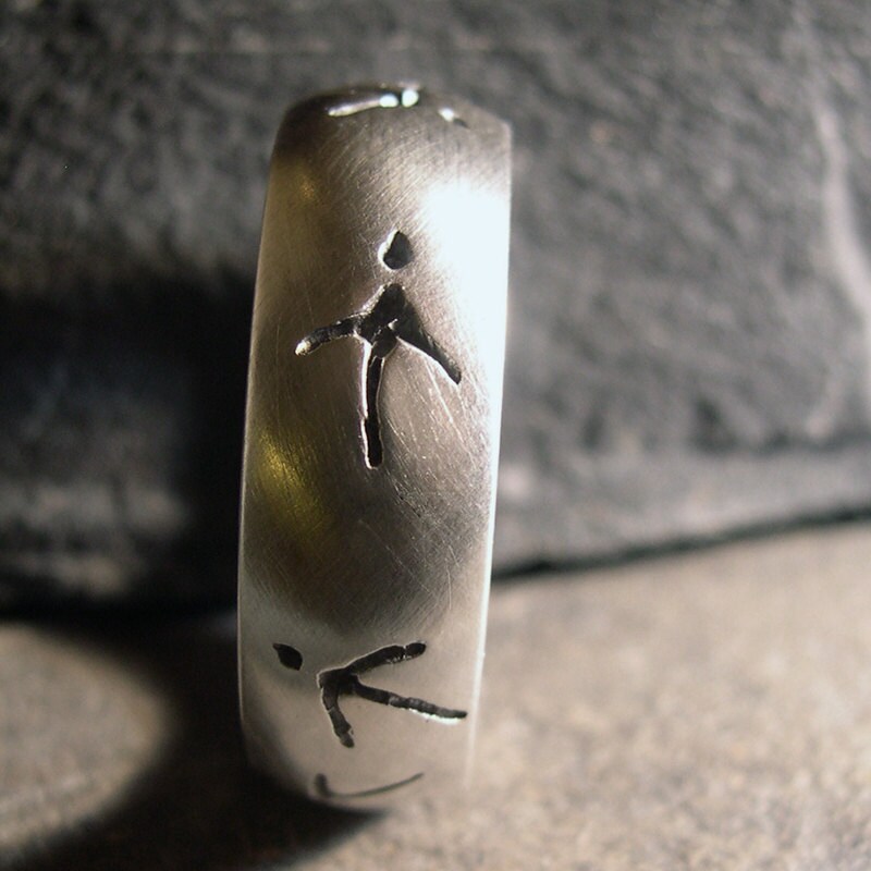 Turkey Track Wedding Band Turkey Nature Ring Turkey Hunters - Etsy