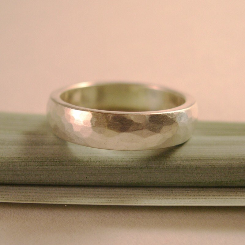 Forged Wedding Band Forged Ring 4.5mm Width Sterling Silver | Etsy