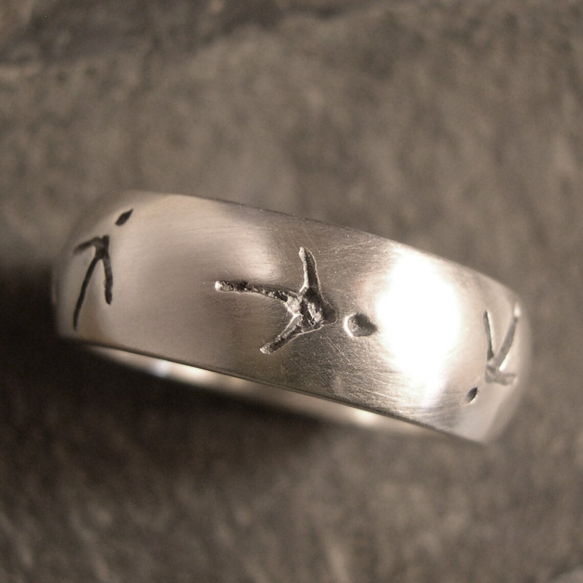 Turkey Track Wedding Band, Turkey Nature Ring, Turkey Hunters Ring ...