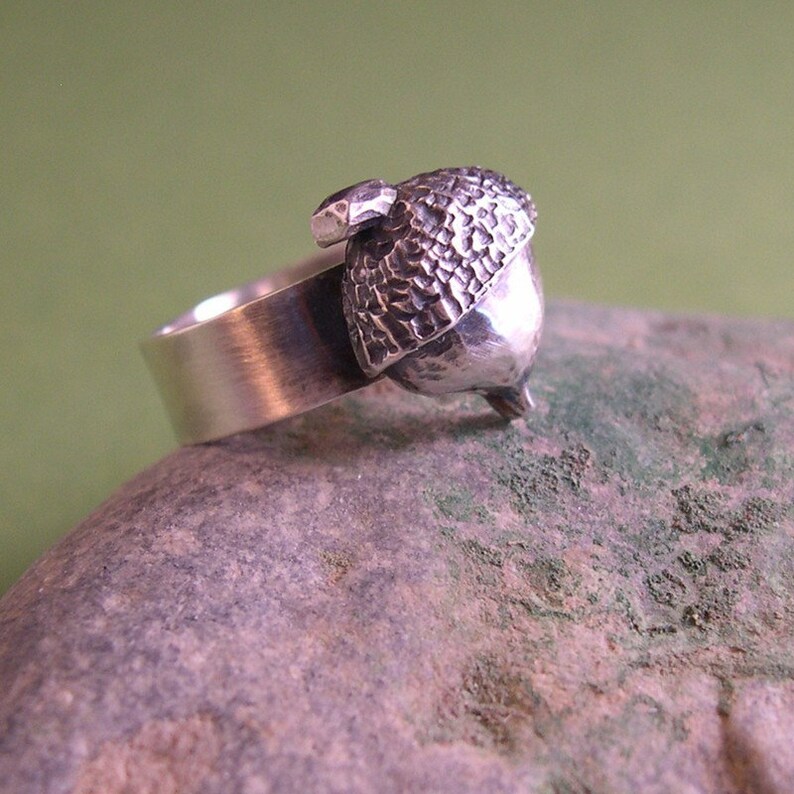 Little Acorn Ring Big Oak Ring Strength Ring Silver Oak - Etsy