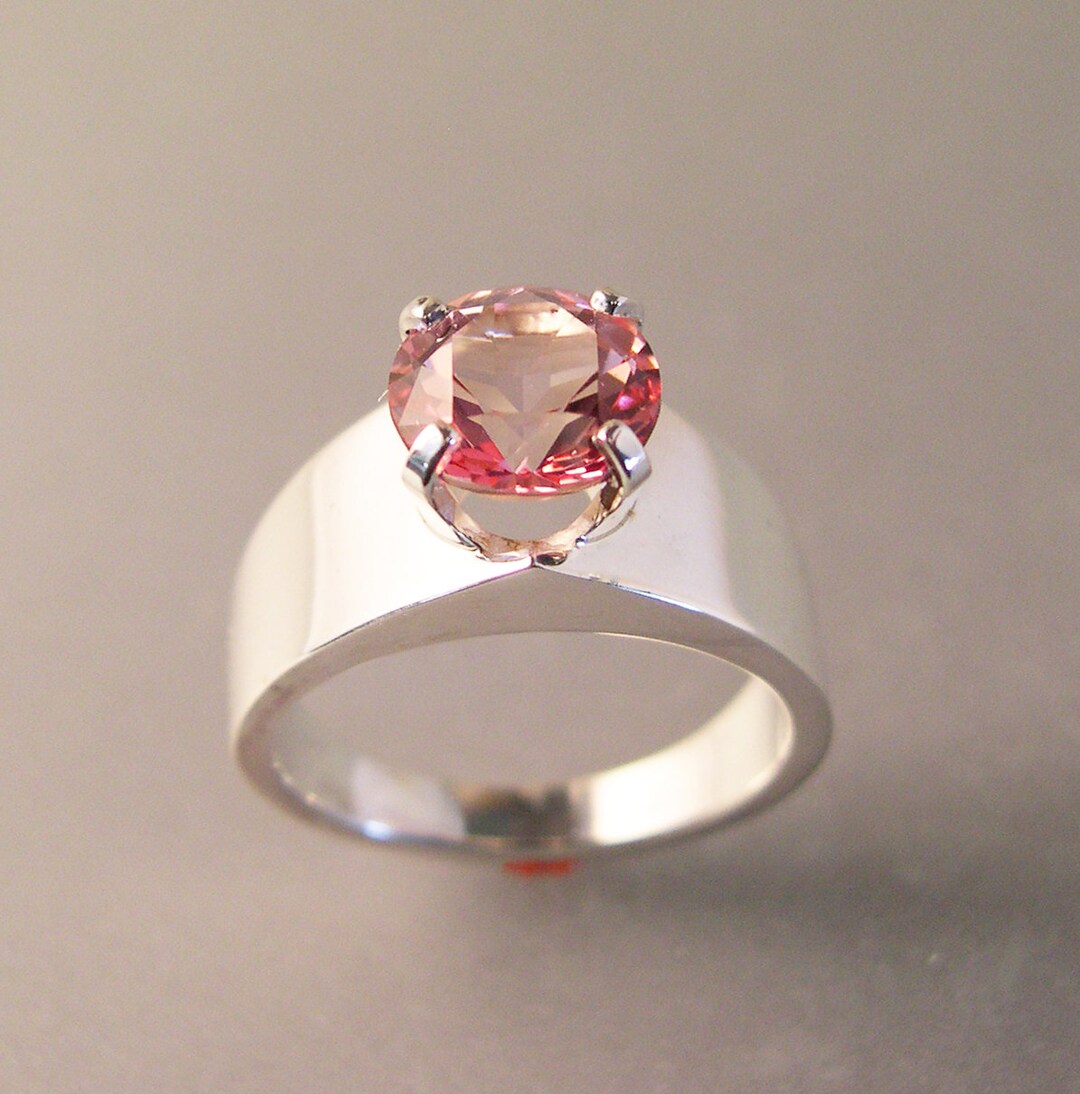 Pink Topaz Classic Design Ring, Pink Topaz Ring, Topaz Silver Ring - Etsy