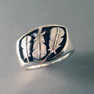 Feather Ring, Three Feather Ring, Mens Feather Ring, Feather Jewelry ...