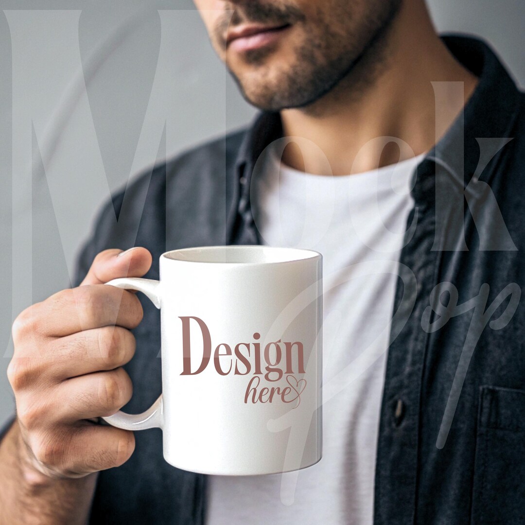 White Mug Mockup | Manly Mockup for Custom Gift Shop | Easy to Edit ...