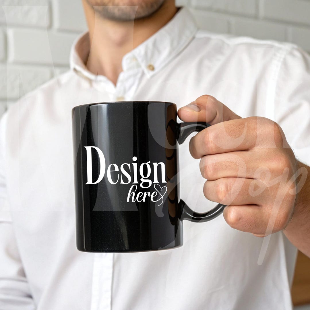 Manly Mug Mockup | Modern Black Mug Mockup | Editable in Canva ...