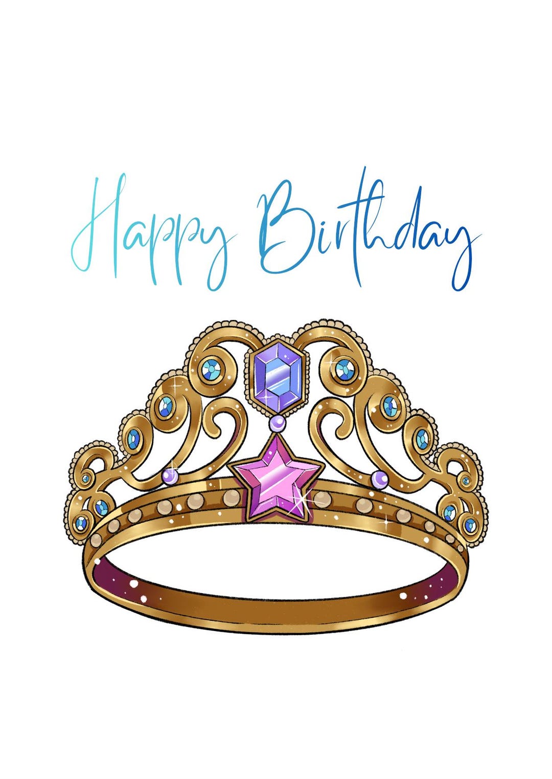 Princess Crown Birthday Card – Tiara Jewel Design - Etsy