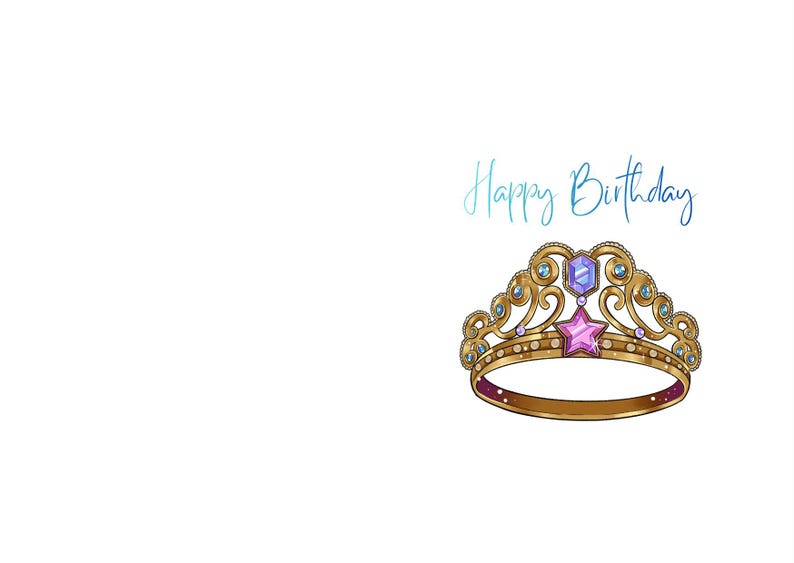 Princess Crown Birthday Card – Tiara Jewel Design - Etsy