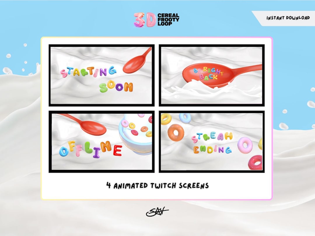 3D Cereal Frooty Loop Animated Twitch Screens (digital Download) - Etsy