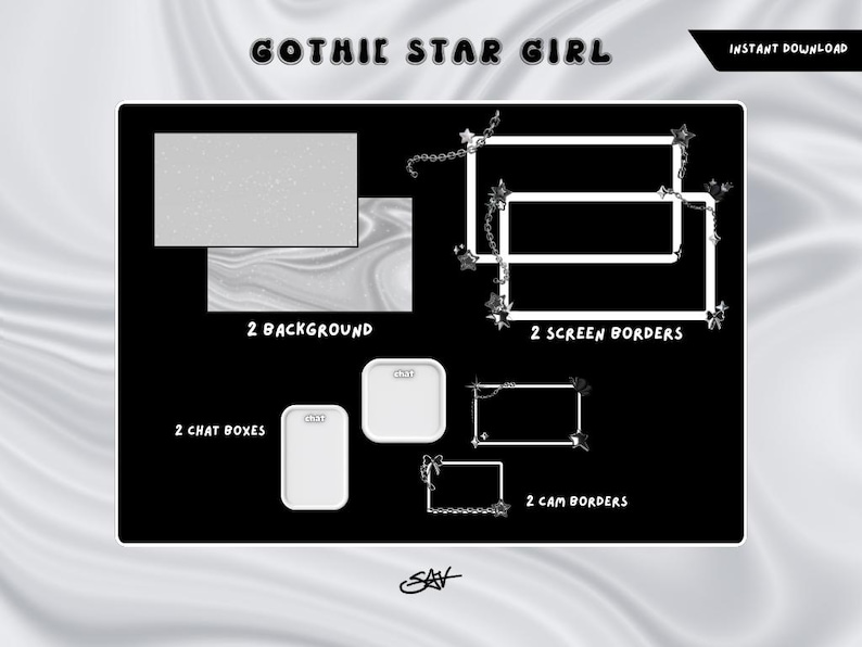 3D Gothic Star Girl Twitch Overlay Pack W/ 4 Animated Screens - Etsy