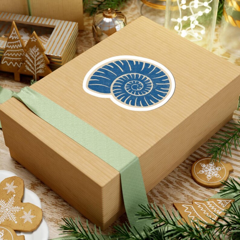 Blue Nautilus Shell Sticker | Coastal Decor, Laptop Decal - Etsy