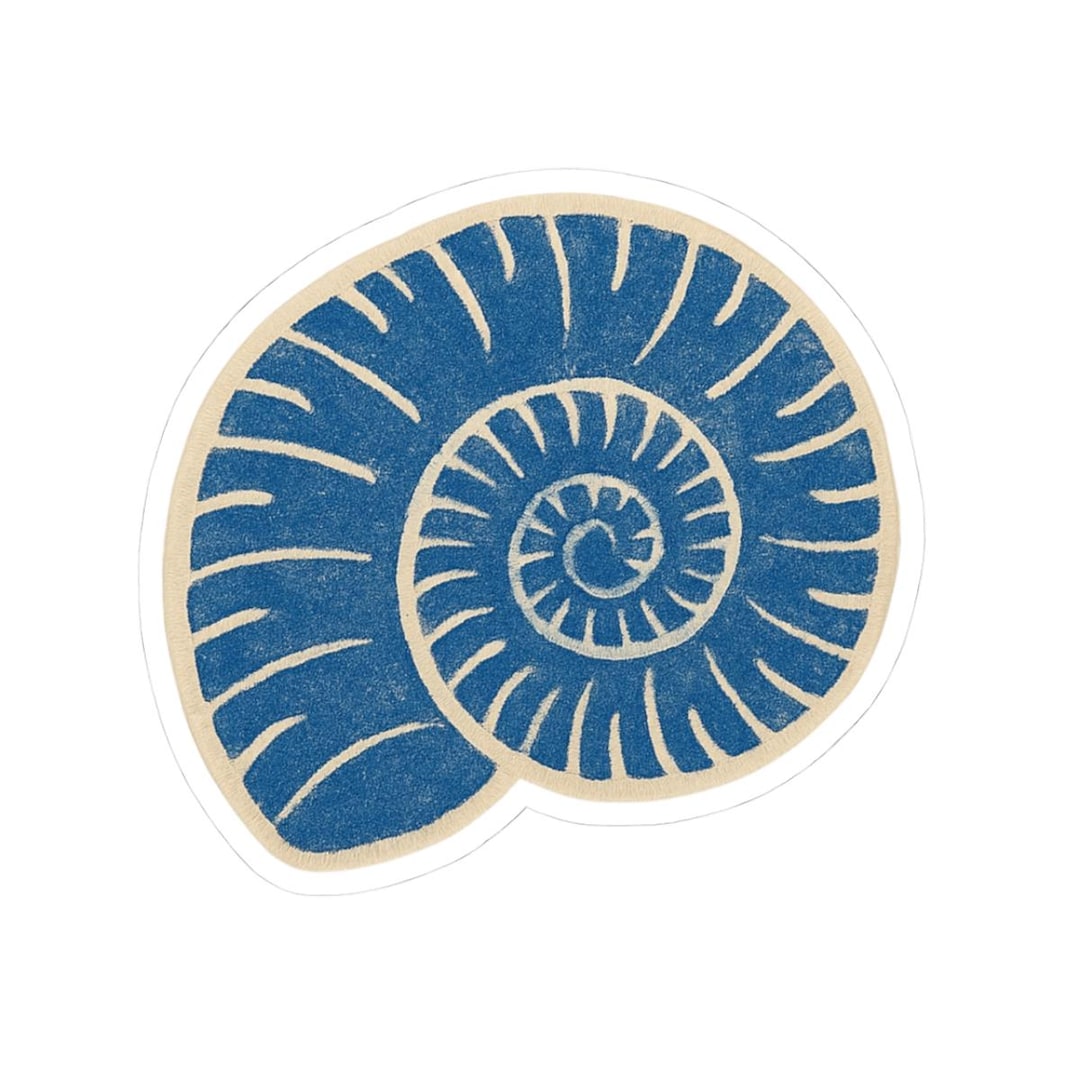 Blue Nautilus Shell Sticker | Coastal Decor, Laptop Decal - Etsy