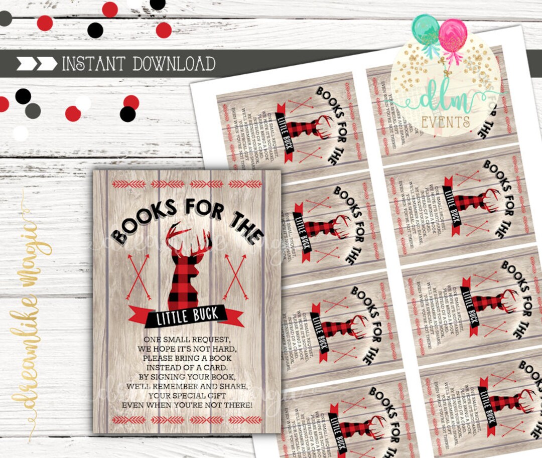 Little Buck Book Cards, Printable Bring Baby Book Inserts, Buffalo ...