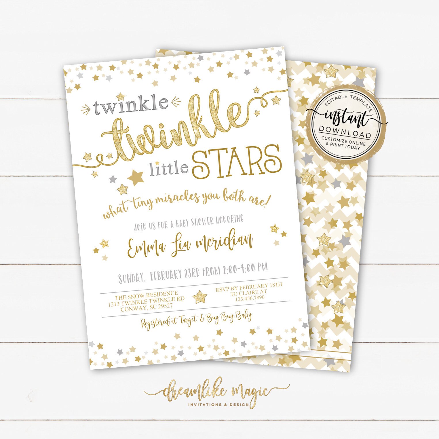 Templates Paper & Party Supplies Twinkle Twinkle Baby Sprinkle ...