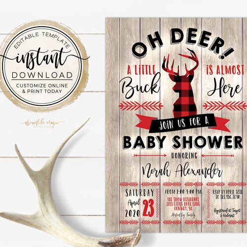 Little Buck Baby Shower Invitation Hunting Deer Shower - Etsy