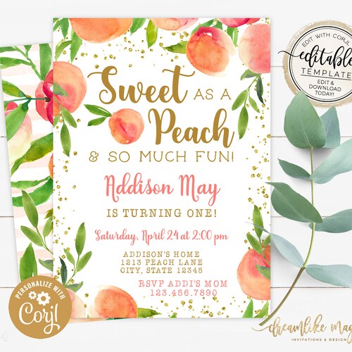 Editable Peach Birthday Milestones Sign Sweet as a Peach - Etsy