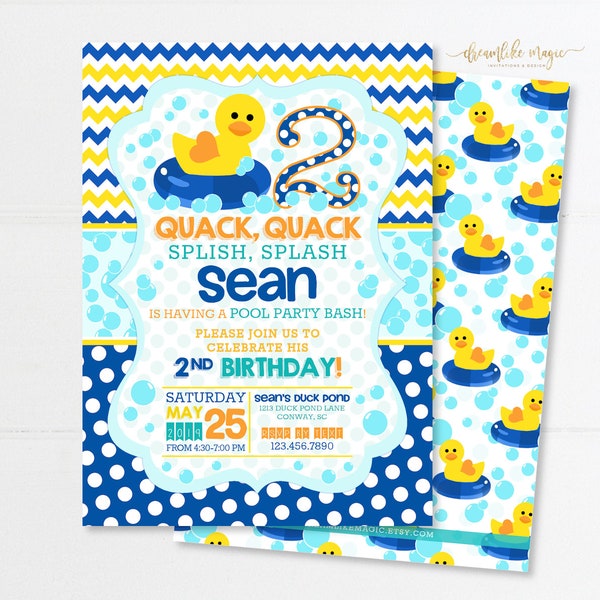 Rubber Duck Pool Party Birthday Invitation - Etsy
