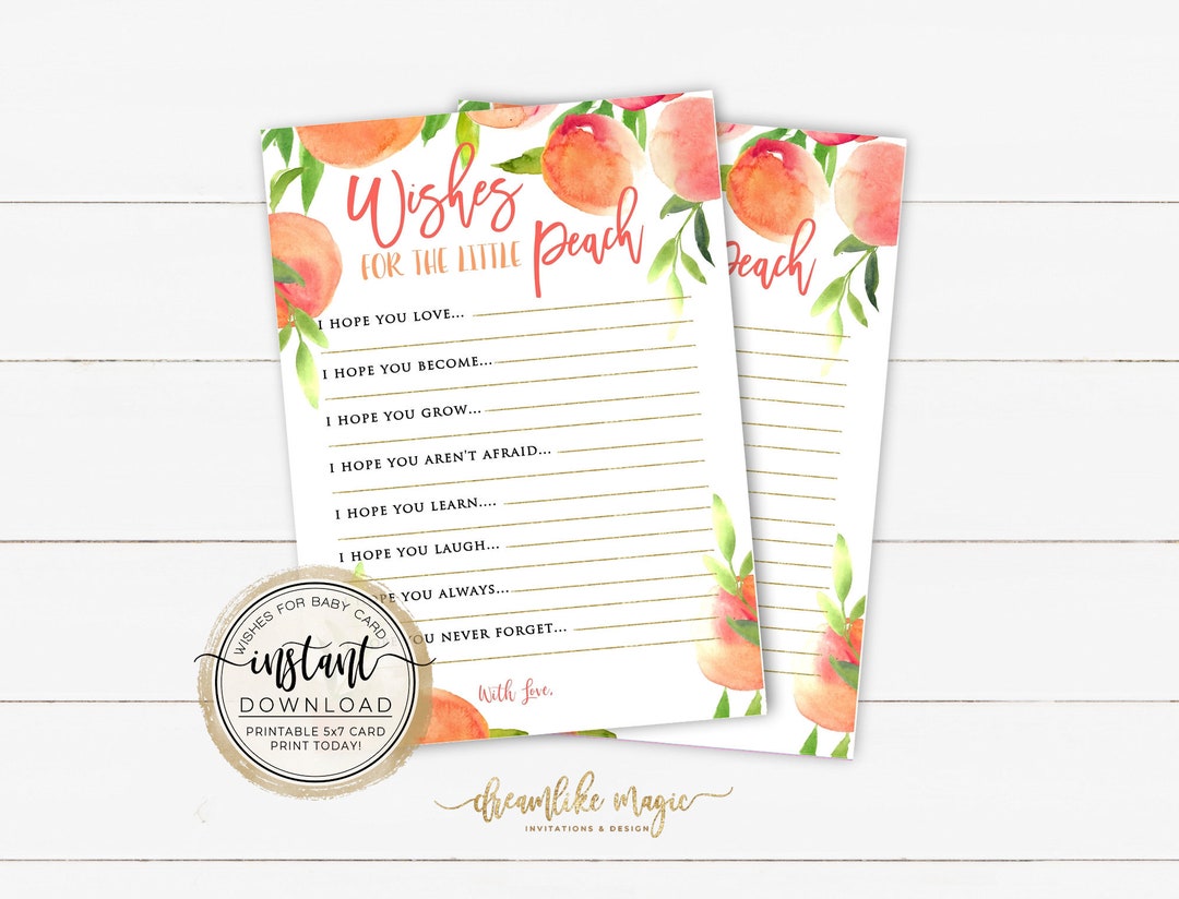 Wishes for Baby Printable Wishes for Baby Card, Sweet as a Peach ...