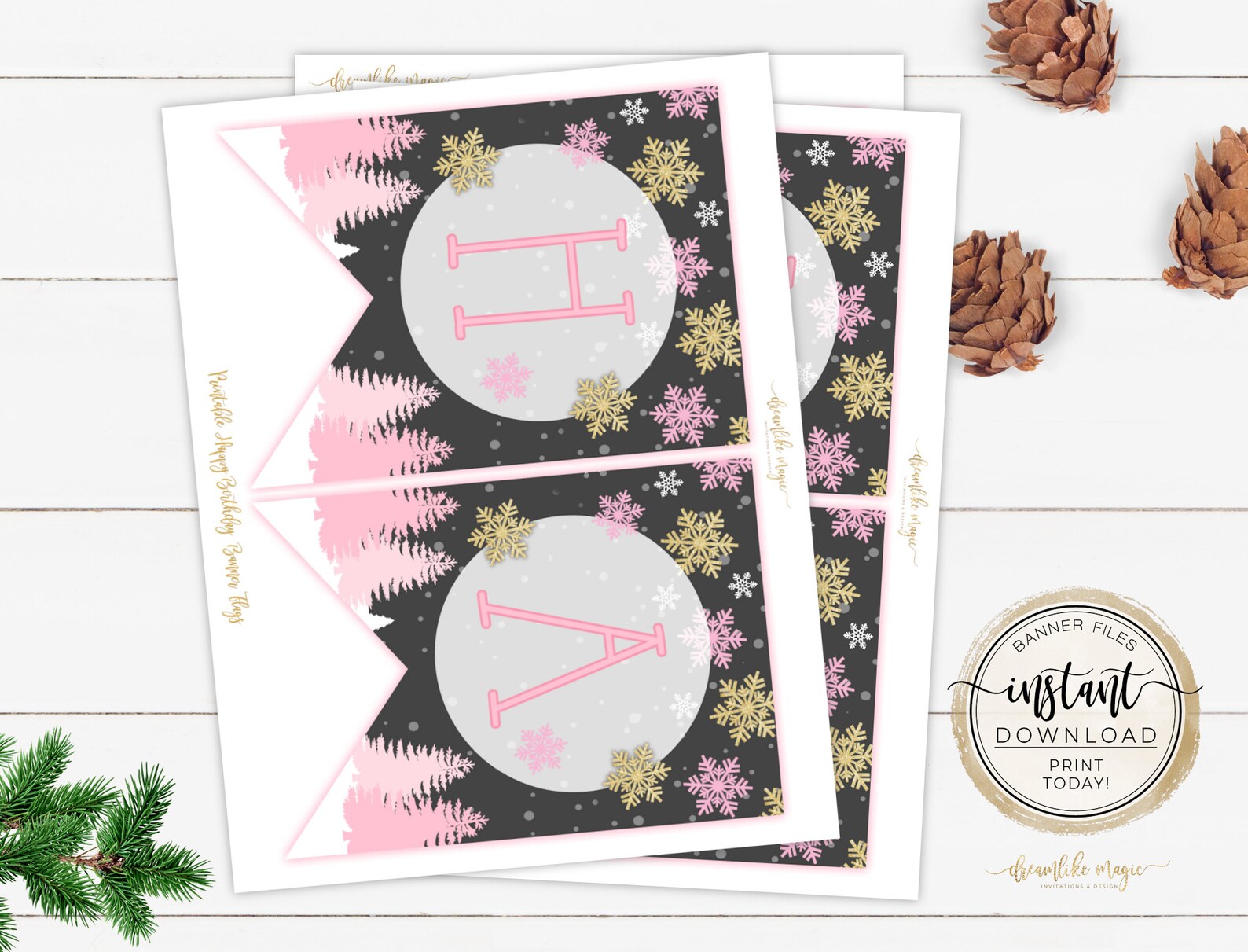 Printable Happy Birthday Banner Winter Onederland Printable - Etsy