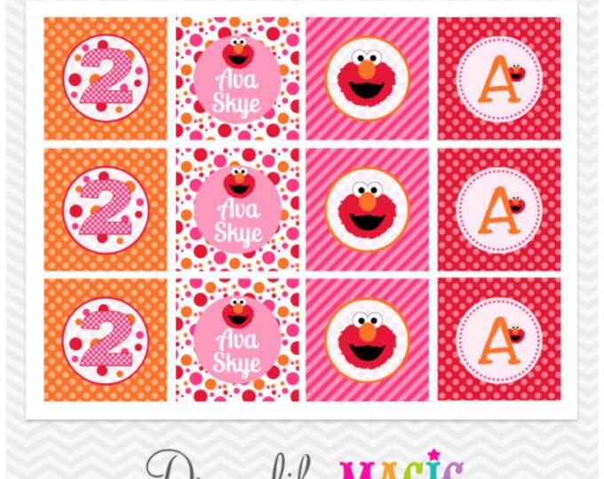 Printable DIY Party Circles and Cupcake Wrappers Girly Elmo - Etsy