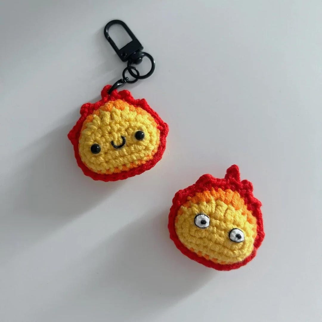 Calcifer Fire Charm Crochet Pattern, DIY Crochet, English Instructions ...