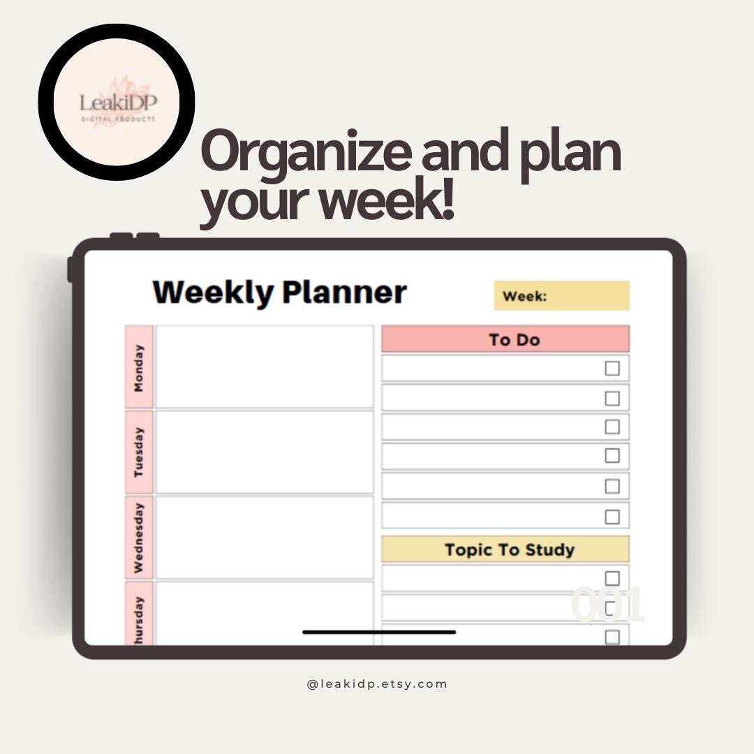 Student Planner Printable Digital Planner | Academic Organizer ...