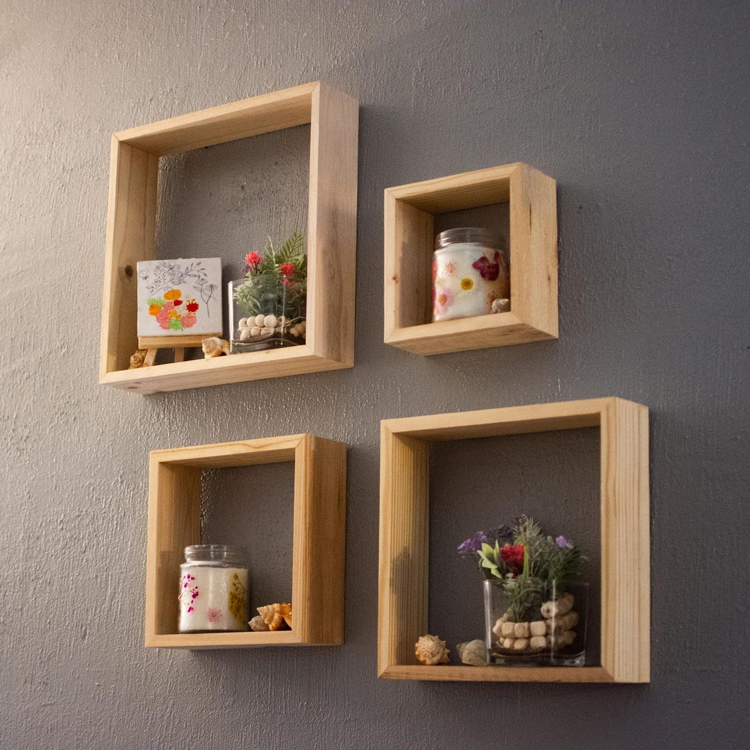 Reclaimed Wood Floating Frame: Rustic Box Shelves for Home Decor - Etsy