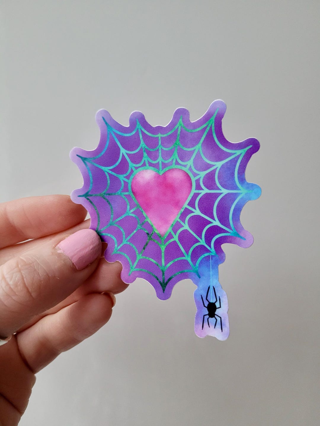 Punk Heart Spiderweb With Spider, Pink & Purple Vinyl Waterproof ...
