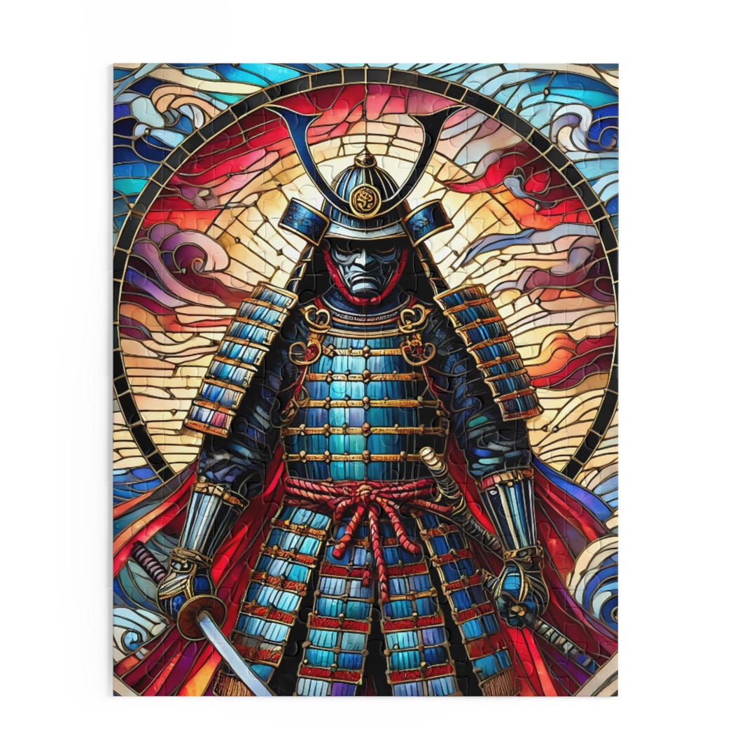Stained Glass Samurai Puzzle, Japanese Art Jigsaw - 120, 252, 500-piece ...