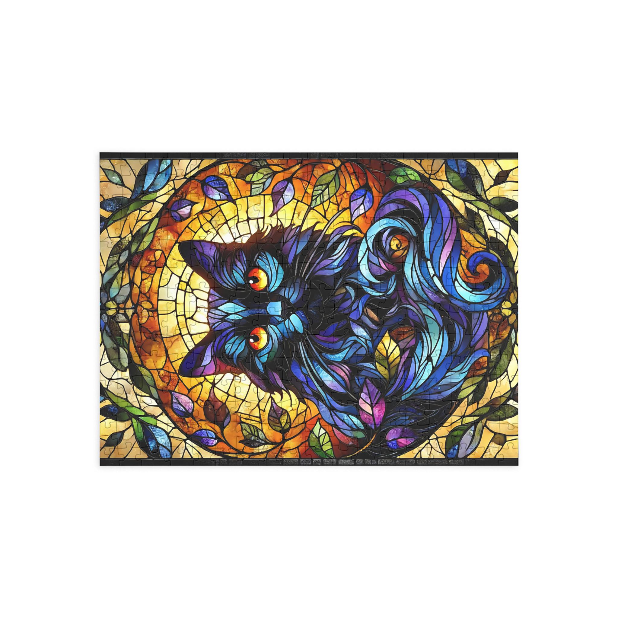 Stained Glass Black Cat Puzzle, 1000-piece Jigsaw, Challenging Cat ...