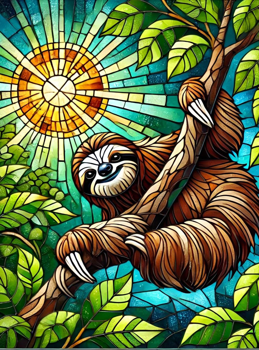 Stained Glass Sloth Puzzle, 1000-piece Jigsaw, Lazy Animal, Relaxing ...