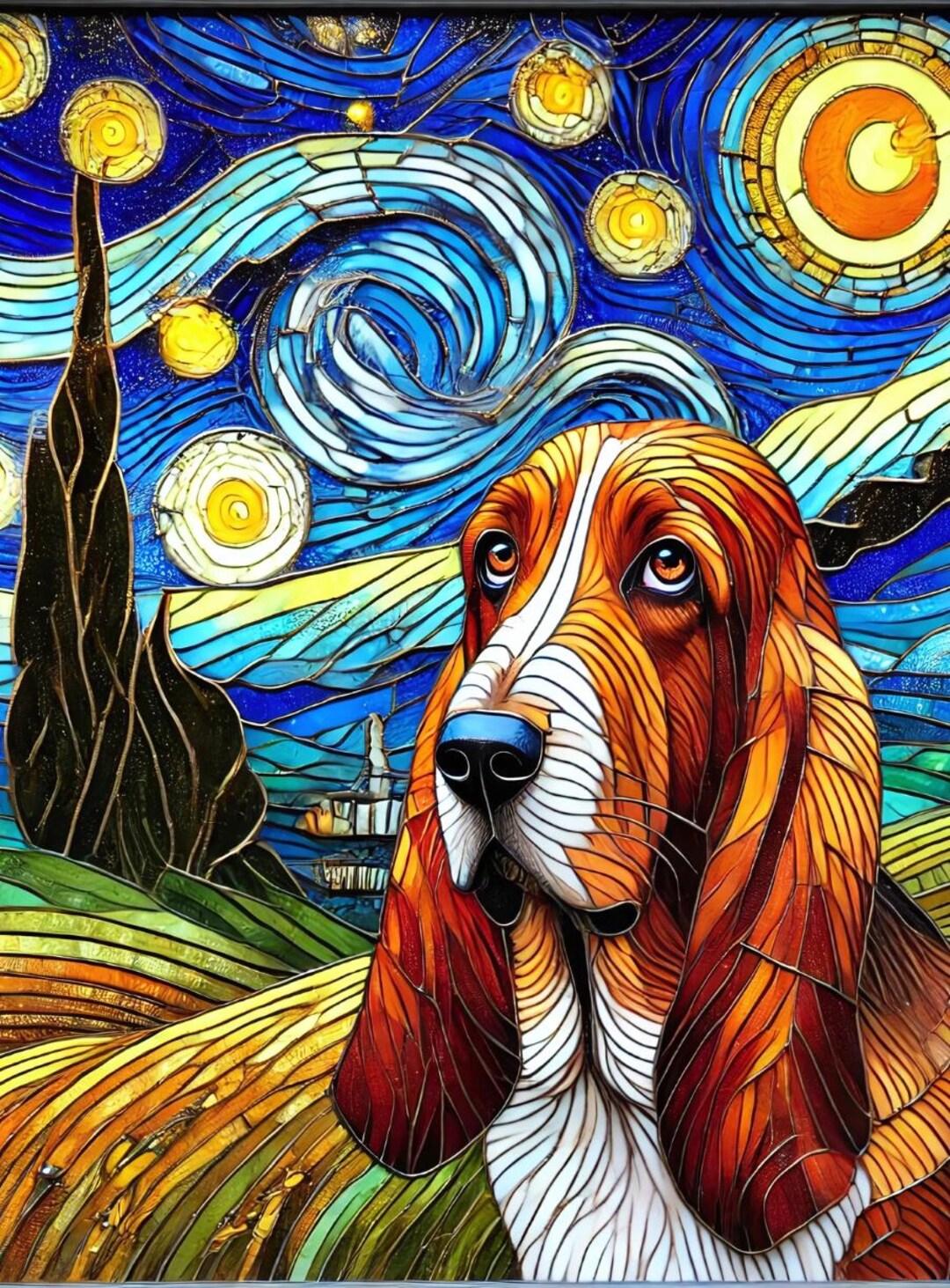 Stained Glass Basset Hound Puzzle - 96, 252, 500, 1000-piece, Fun ...