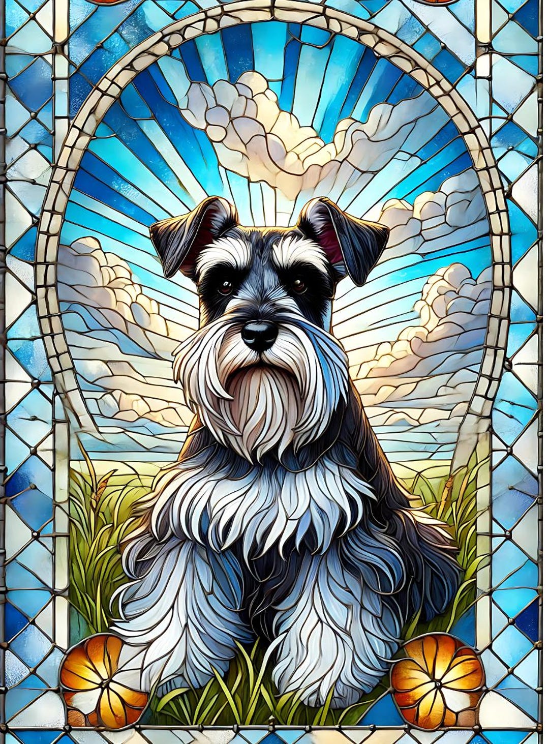 Miniature Schnauzer Stained Glass Puzzle - Fun and Challenging 252 ...